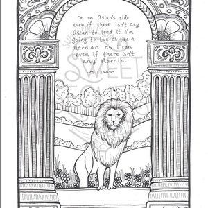 Aslan's Side COLORING SHEET - Instant Download Printable Literary ...