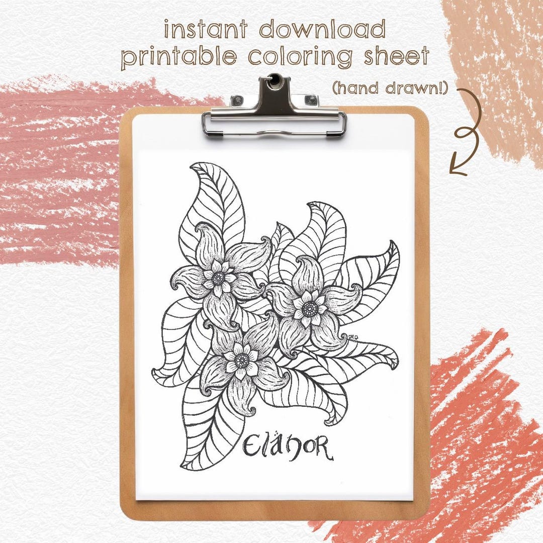 Athelas - Fantasy Flower COLORING SHEET - Instant Download Printable ...