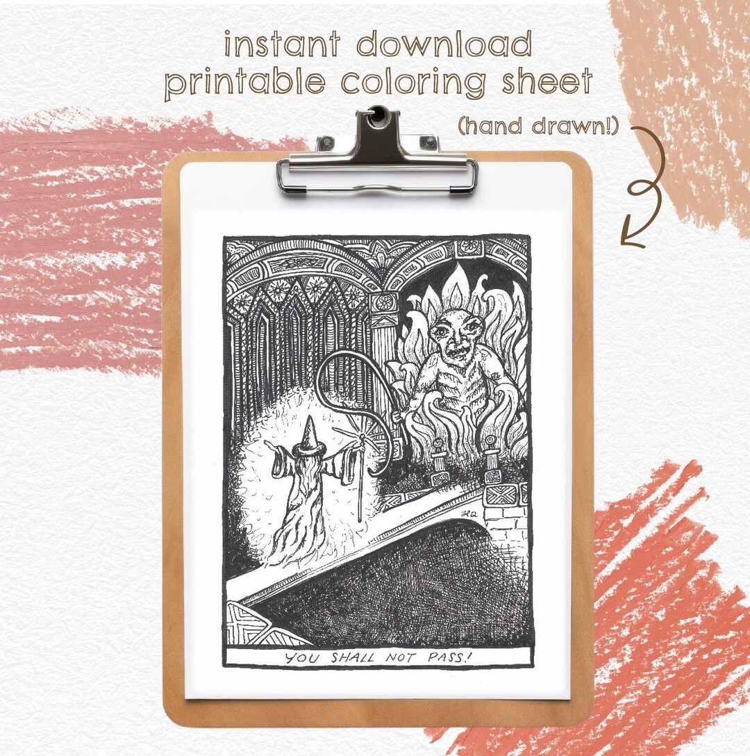 Epic Fantasy Battle on COLORING SHEET - Instant Download Printable ...