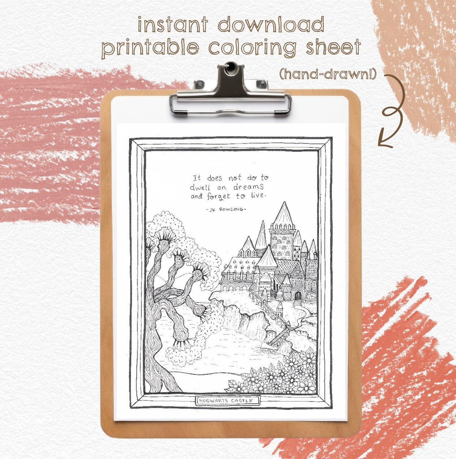 Magical School COLORING SHEET - Instant Download Printable Literary ...