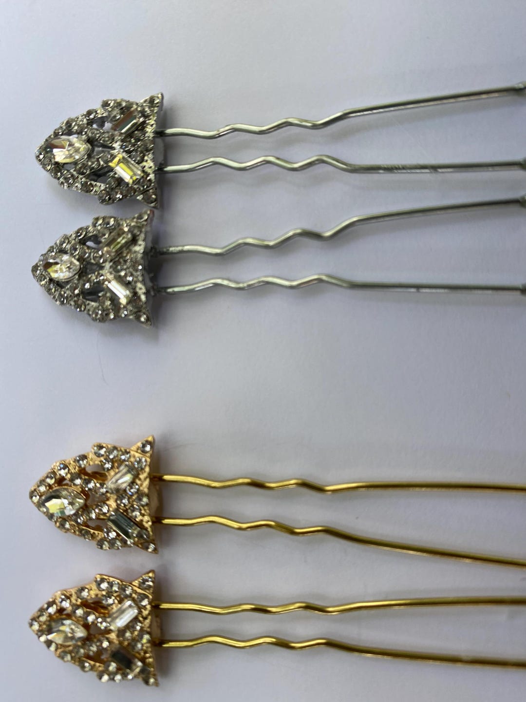 SILVER 1920s Art Deco Hairpins, Great Gatsby 20s GOLD Small Bridal Hair ...