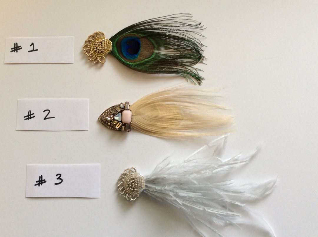 1920s Flapper Hair Clip: Ostrich Feather & Peacock Art Deco Accessory ...