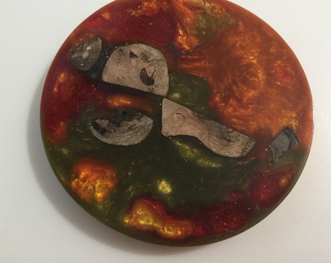 100 Years Old .....cyprus Olive Wood Pieces.....cast in Coloured Resin ...