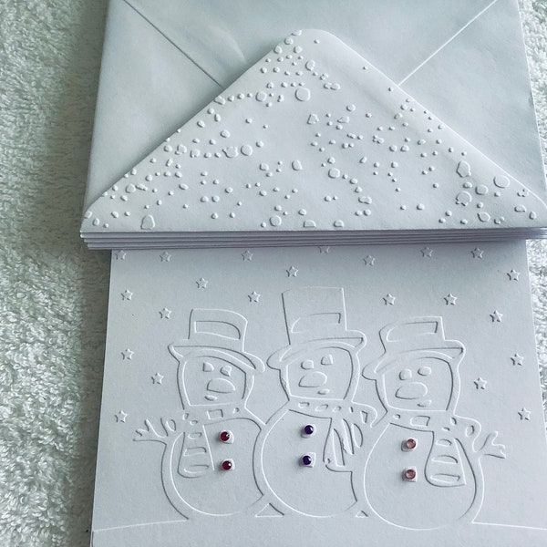White Embossed Cards - Etsy