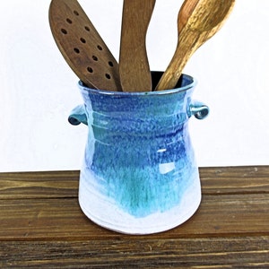Ceramic Spoon Holder Kitchen Utensil Jar Pottery Crock | Etsy