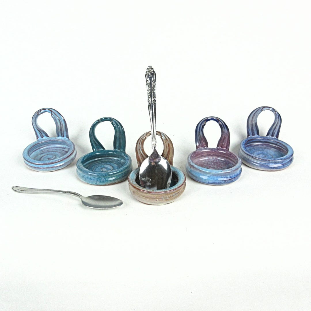 Glazed Ceramic Upright Coffee Spoon Holder, Vertical Teaspoon Rest ...
