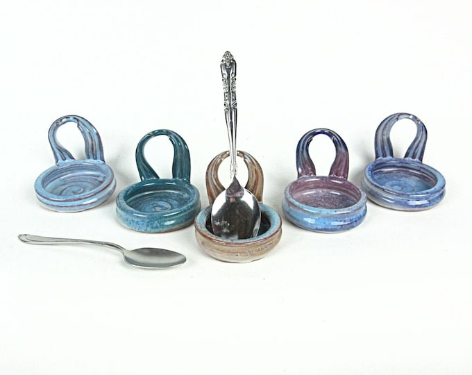 Glazed Ceramic Upright Coffee Spoon Holder, Vertical Teaspoon Rest ...
