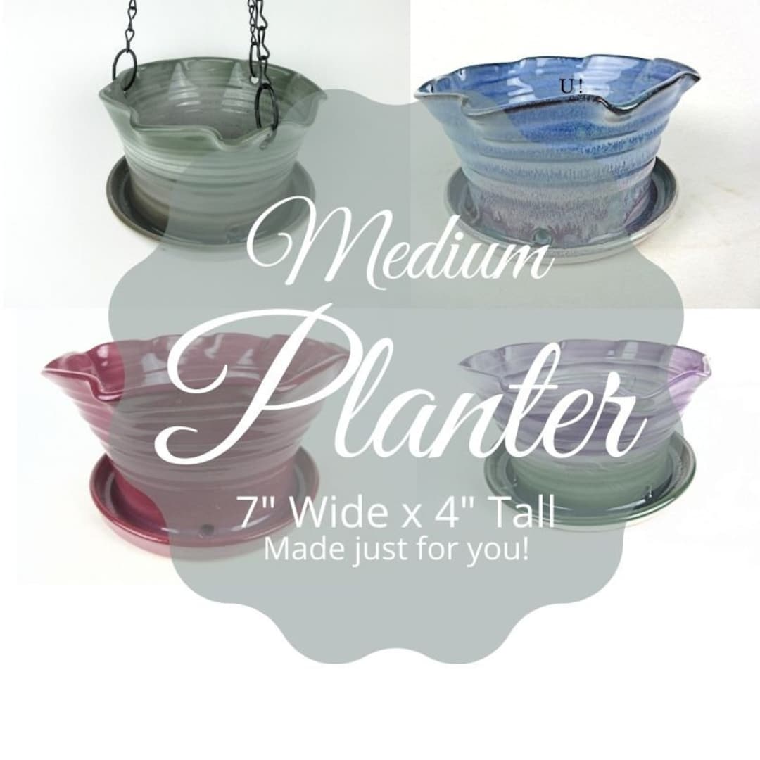 Medium Custom Planter, Ceramic Houseplant Pottery Indoor Hanging Flower ...