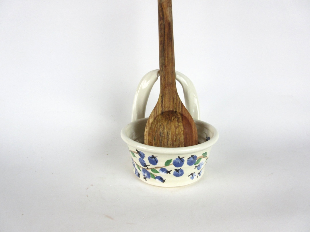 Ceramic Upright Spoon Rest, Handmade Pottery Standing Spoon Holder ...