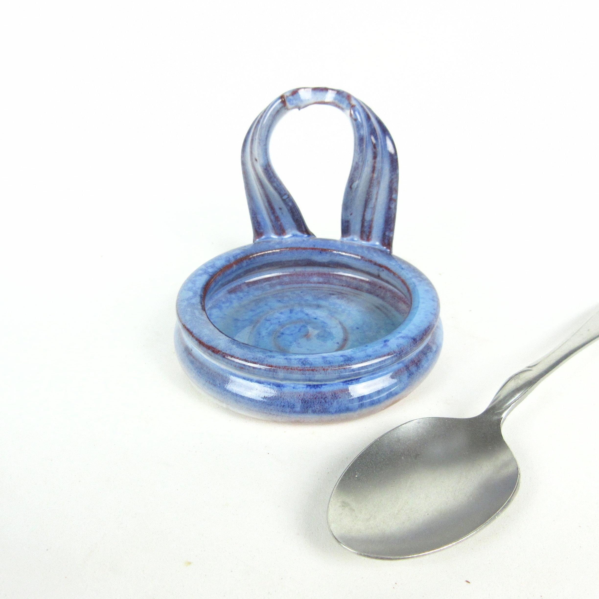 Glazed Ceramic Upright Coffee Spoon Holder, Vertical Teaspoon Rest ...