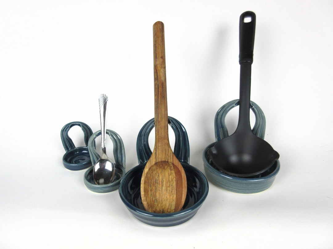 Ceramic Upright Spoon Rest, Handmade Pottery Standing Spoon Holder ...