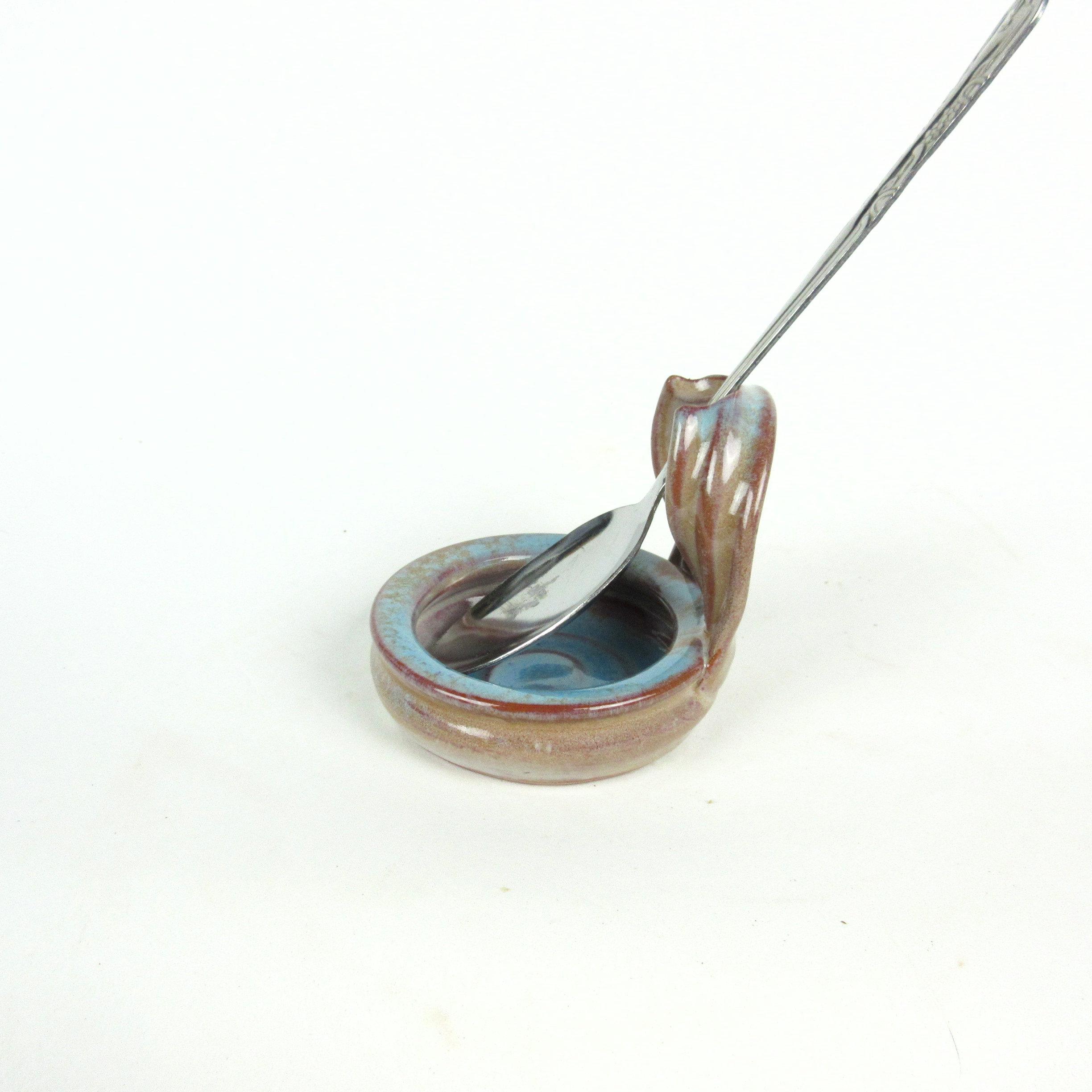 Glazed Ceramic Upright Coffee Spoon Holder, Vertical Teaspoon Rest ...