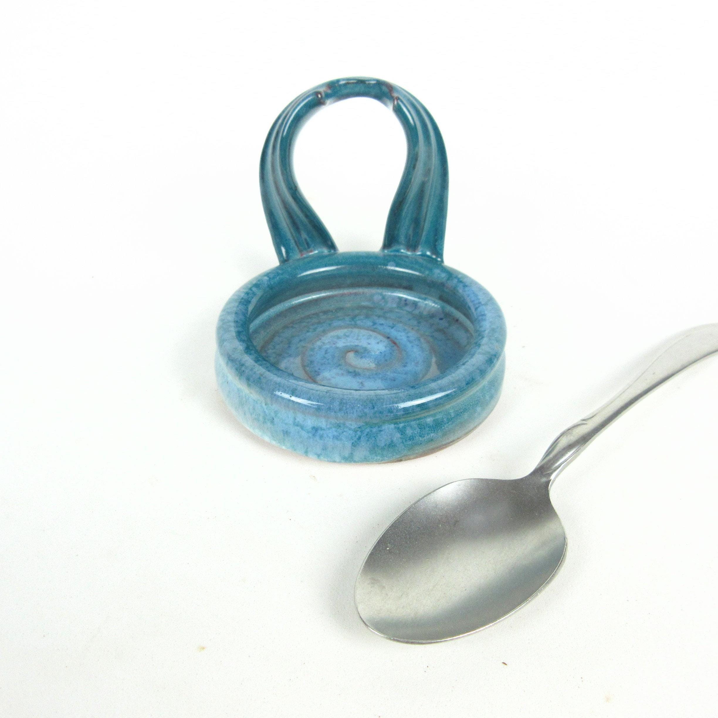 Glazed Ceramic Upright Coffee Spoon Holder, Vertical Teaspoon Rest ...