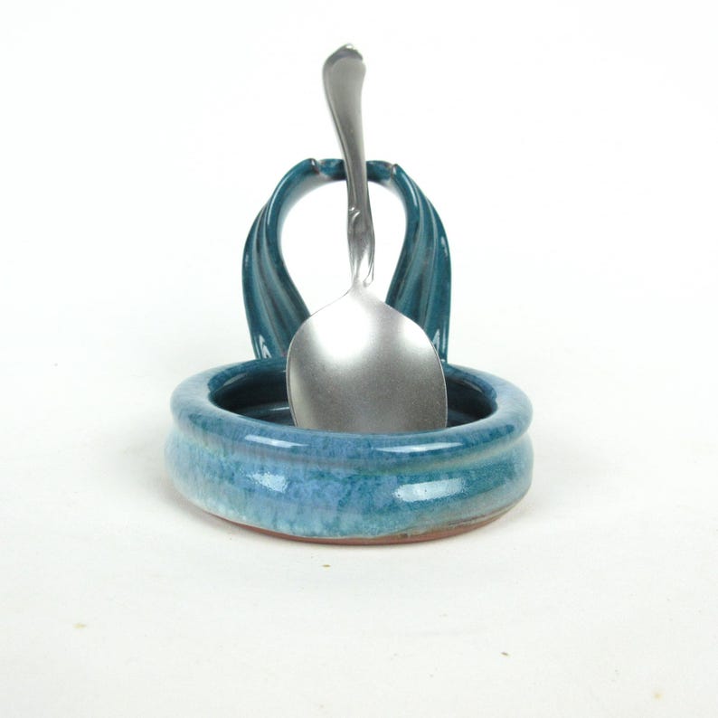Glazed Ceramic Upright Coffee Spoon Holder, Vertical Teaspoon Rest ...