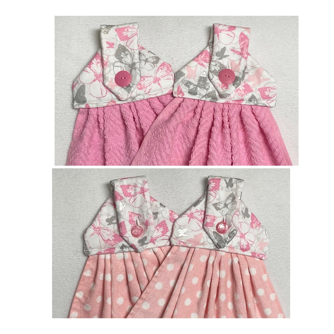 Butterflies Hanging Kitchen Towels/pink Kitchen Towels/polka Dot Towels ...
