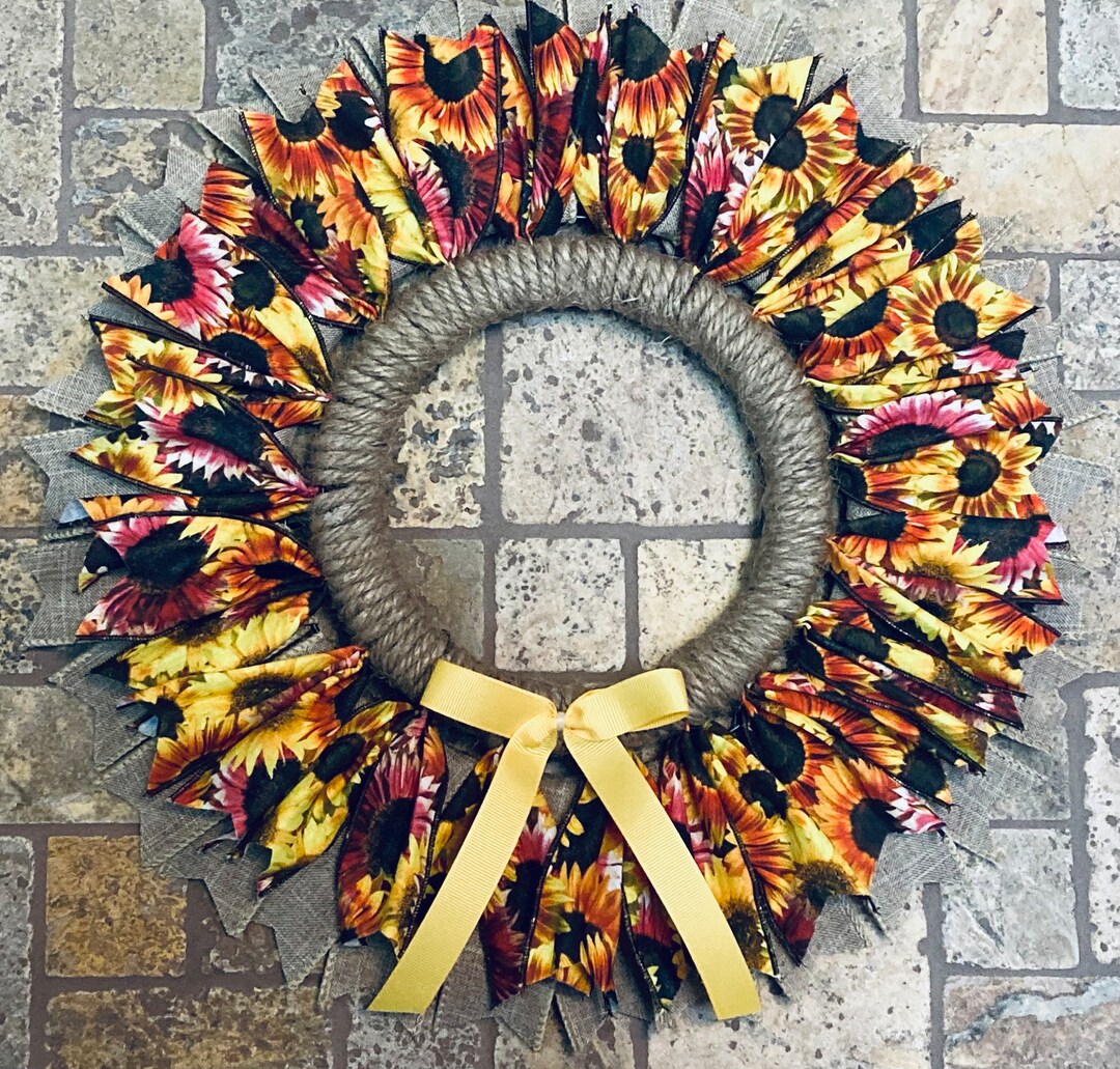 Colorful Sunflower Wreath/ Medium Size 15" Wreath/ Rope Wreath/ Fall ...