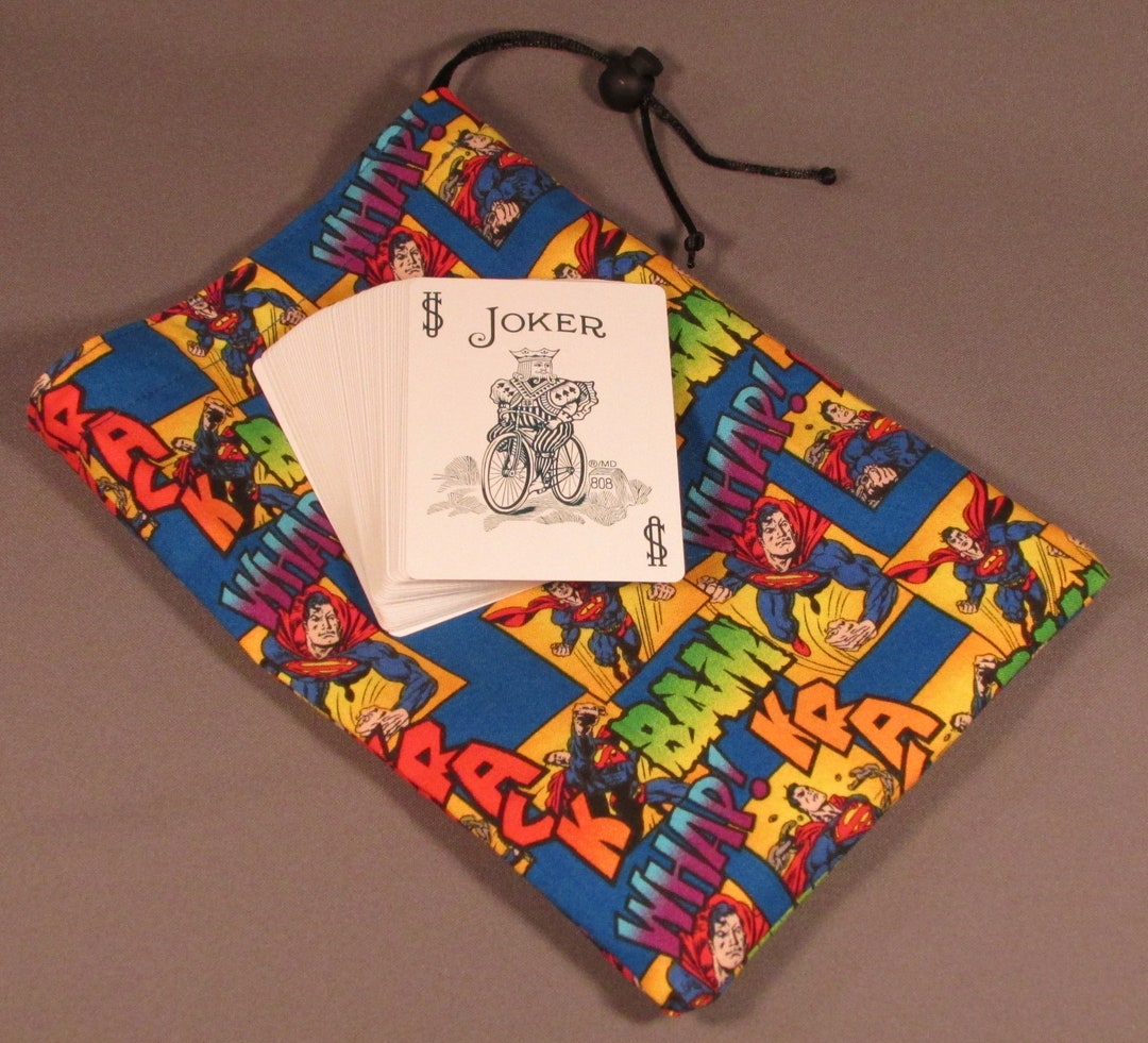 Superman Comic Book Words Blue Reversible Flat Medium Tarot Card Dice ...