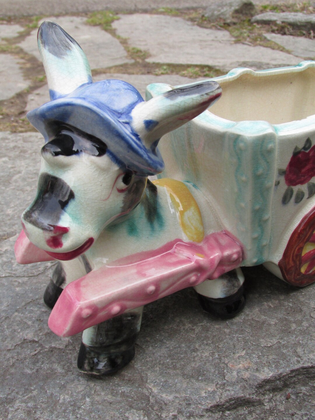 Vintage Donkey With Cart Ceramic Planter Kitschy Retro - Etsy