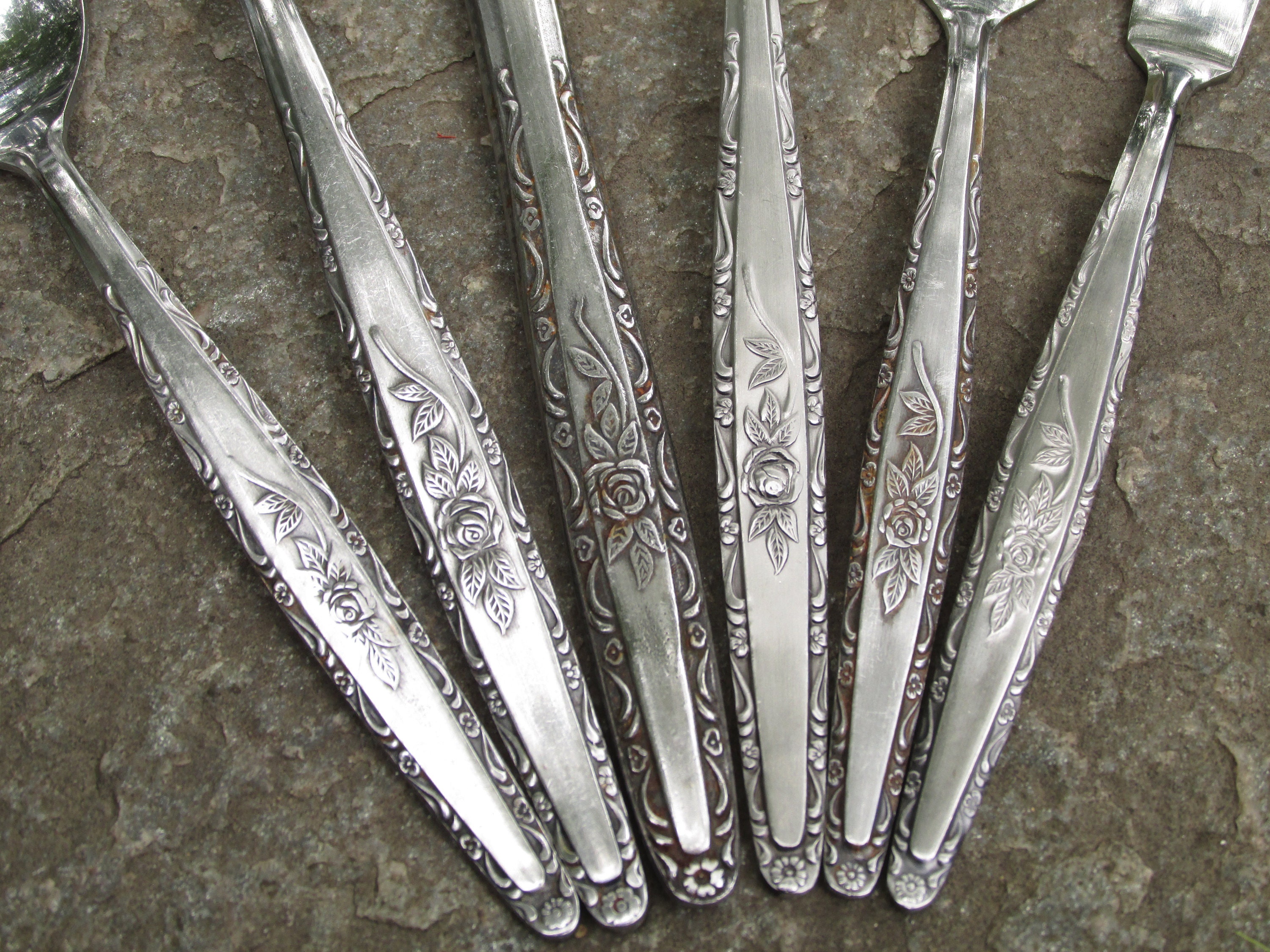 Single Rose Stainless Steel Flatware Vintage Interpur INR7 Japan MCM ...