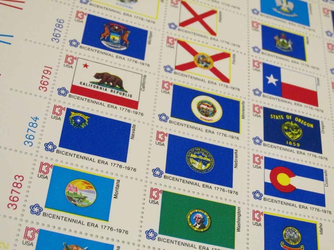 1776-1976 Sheet of Unused Stamps Bicentennial State Flags - Etsy