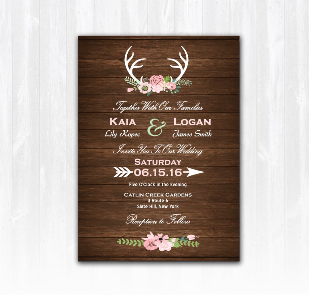 Deer Wedding Invitation DIY PRINTABLE Digital File or Print - Etsy