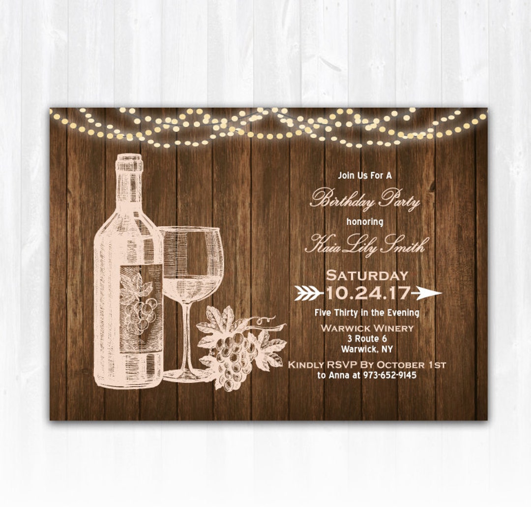 Wine Birthday Invitation DIY PRINTABLE Digital File or Print extra ...