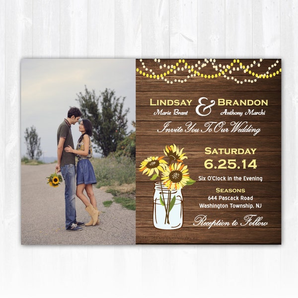 Rustic Sunflower Wedding Invitation - Etsy