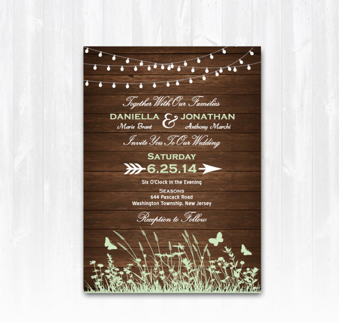 Rustic Wedding Invitation DIY PRINTABLE Digital File or Print Garden ...