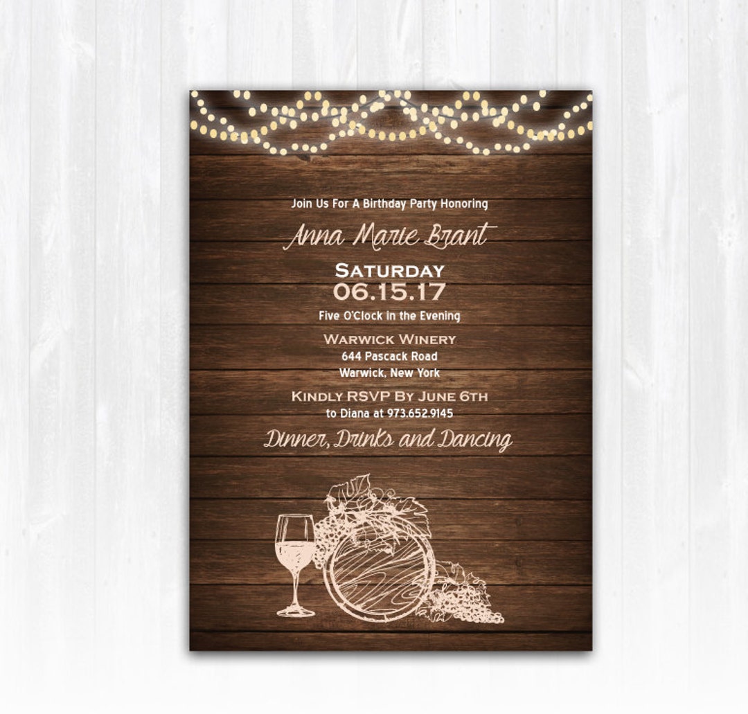 Wine Birthday Invitation DIY PRINTABLE Digital File or Print extra ...
