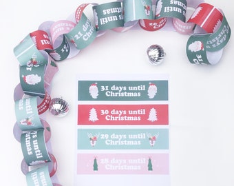 Countdown to Christmas Advent Calendar Paper Chain PDF - Etsy