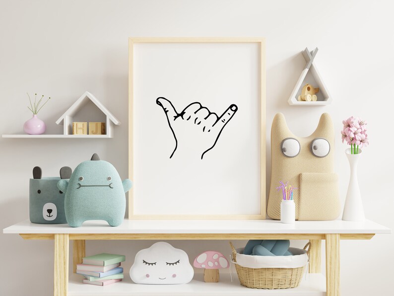 Shaka Art Print Surf Wall Art for Kids Bedroom Shaka Hand - Etsy