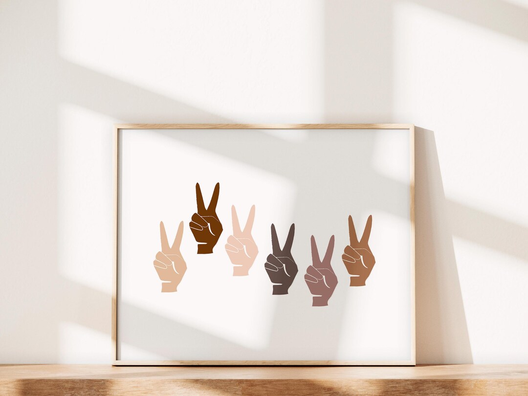 Peace Sign Hands Art Print: Modern Nursery Decor (digital Download) - Etsy