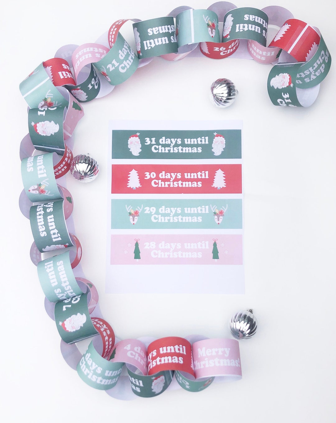Christmas Countdown Paper Chain Garland Advent Calendar for Kids ...