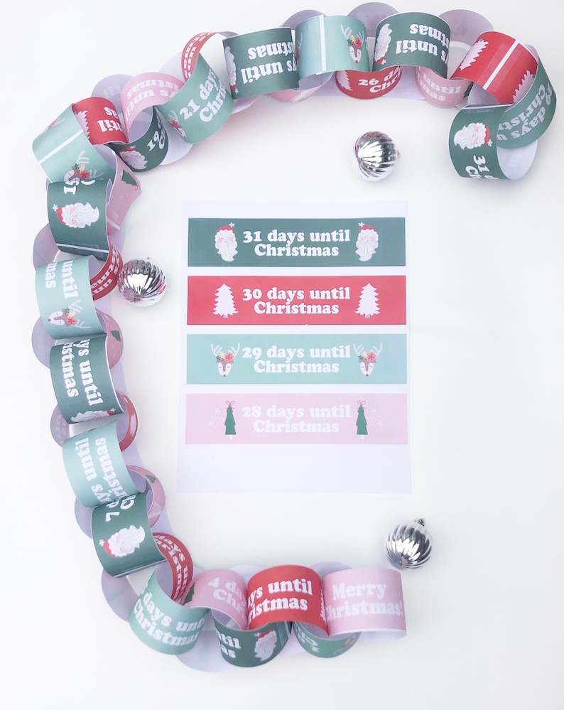 Christmas Countdown Paper Chain Garland Advent Calendar for - Etsy