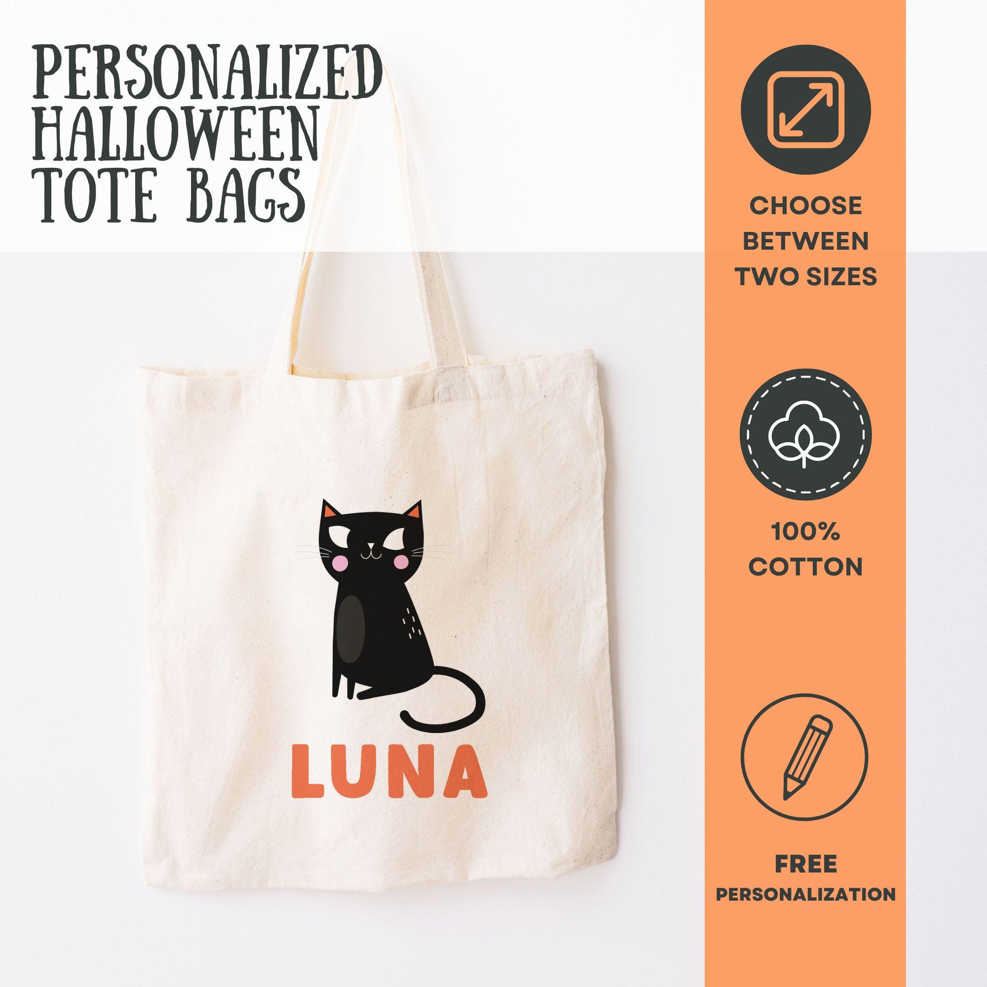 Personalized Black Cat Halloween Trick or Treat Bag - Etsy