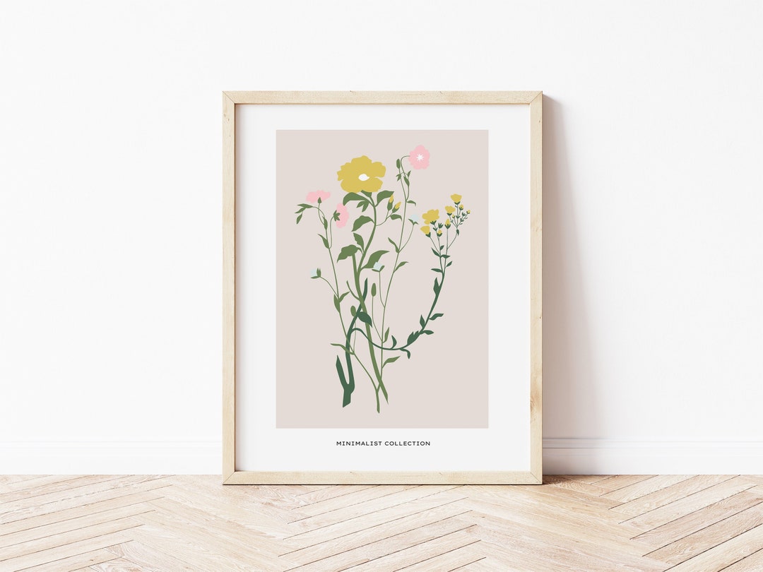 Wildflowers Art Print Boho Floral Wall Art Minimalist Collection ...