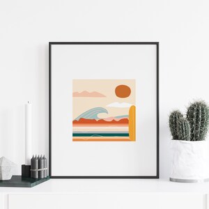 Earth Tones Beach Print / Surf Wall Art for Kids Bedroom / Surfing ...