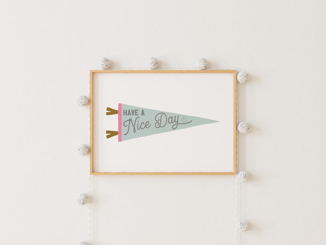 Smiley Face Pennant Flag Print: Fun Modern Wall Art (digital Download ...