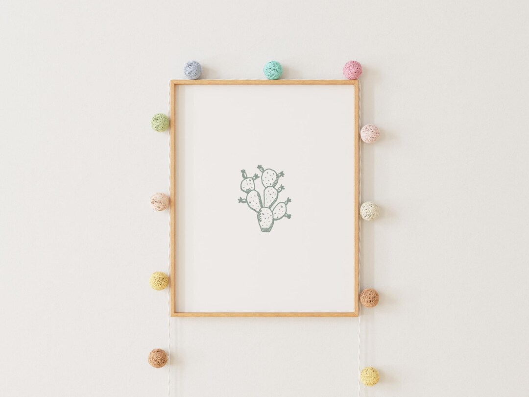 Minimalist Prickly Pear Cactus Line Art Print: Southwestern Decor ...