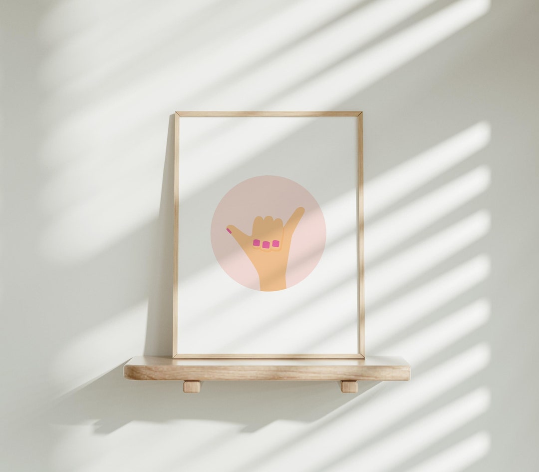 Girls Shaka Sign Art: Surf Theme Nursery Decor (digital Download) - Etsy
