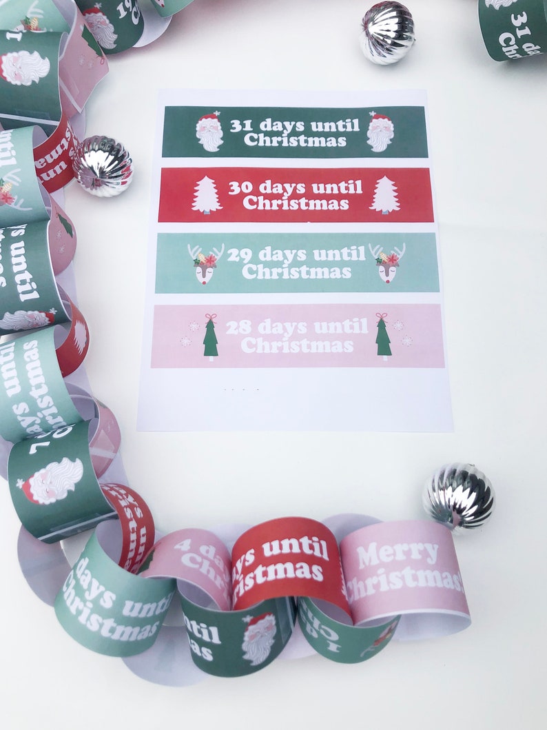 Christmas Countdown Paper Chain Garland Advent Calendar for - Etsy