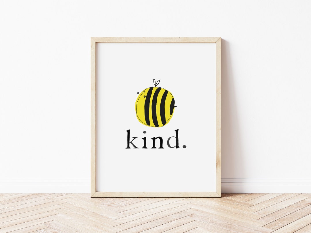 Bee Kind Art Print watercolor Bumblebee Wall Art for Kids Bedroom ...