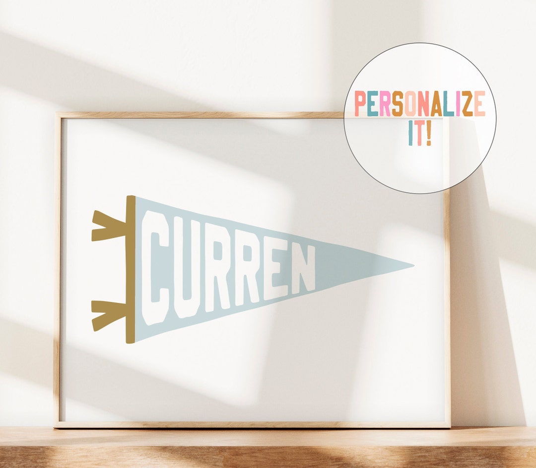 Personalized Pennant Art Print customized Pennant Flag Wall Art modern ...