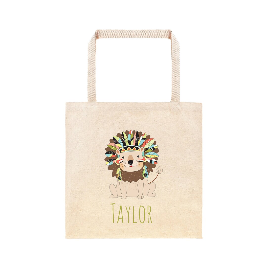 Tribal Safari Lion Personalized School Tote Bag // Custom Canvas Zoo ...