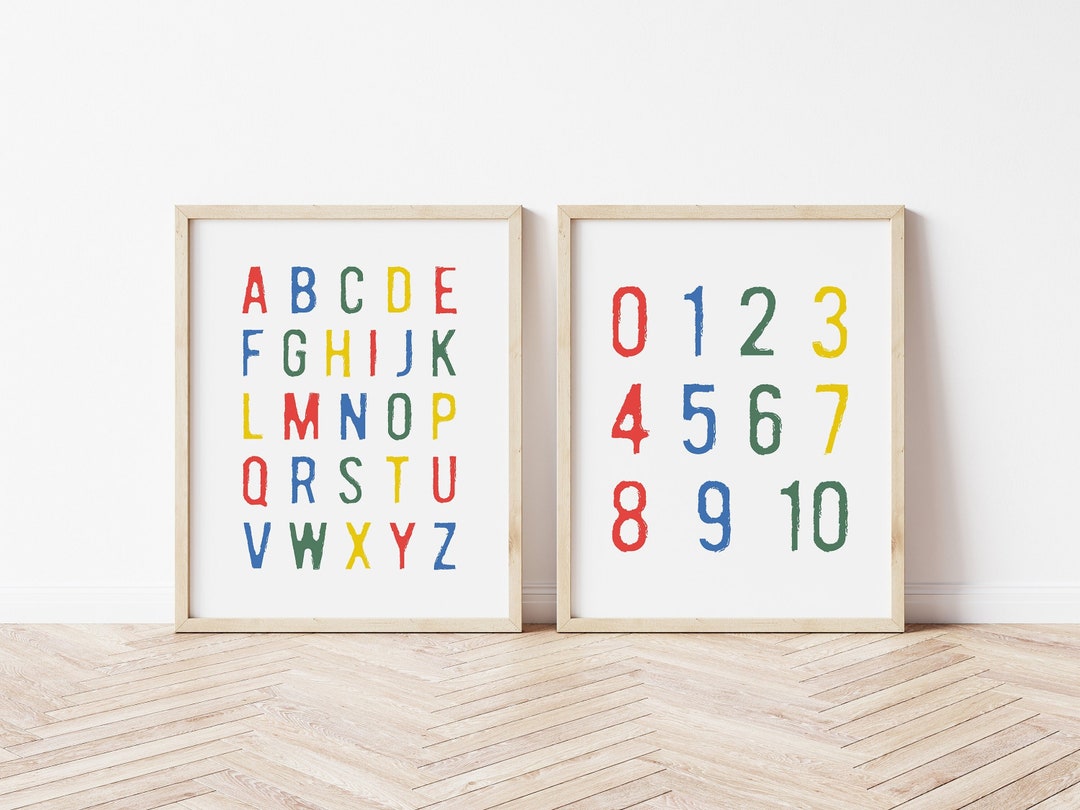 Alphabet & Numbers Prints: Primary Colors Nursery Decor (digital ...