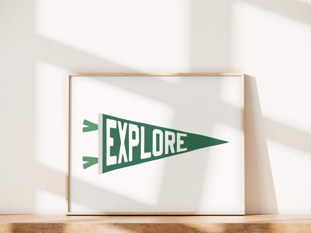 Explore Pennant Print • explorer Pennant Flag Wall Art for Kids Bedroom ...