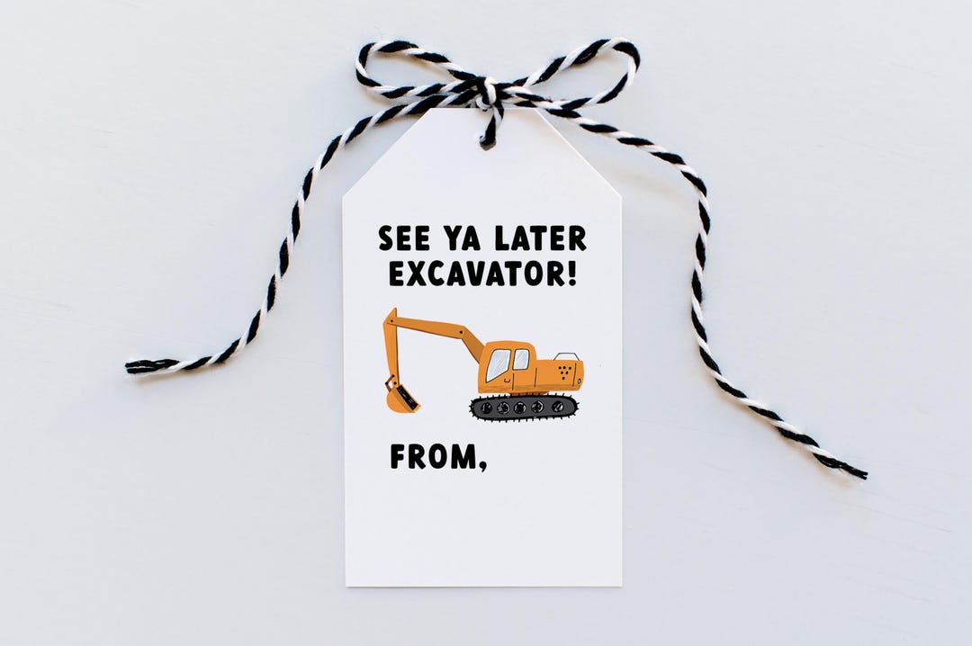 Excavator Party Favor Tags: Construction Birthday Printable (PDF & JPEG ...