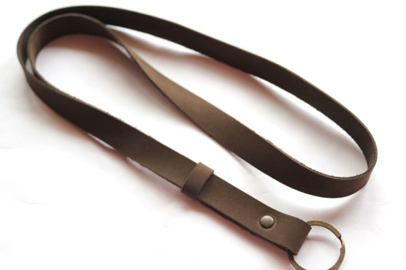 Items similar to Leather lanyard, key ring lanyard, bronze key ring ...