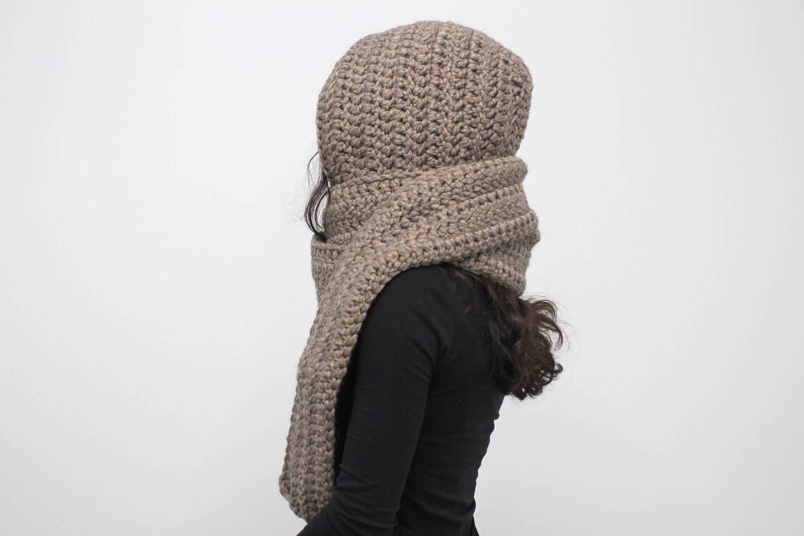 Women's Chunky Scood Beige Scoodie Hooded Scarf - Etsy