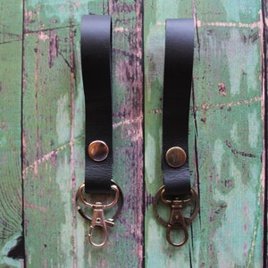 Black Leather Keychain Fob Black Leather Key Fob Black Key - Etsy
